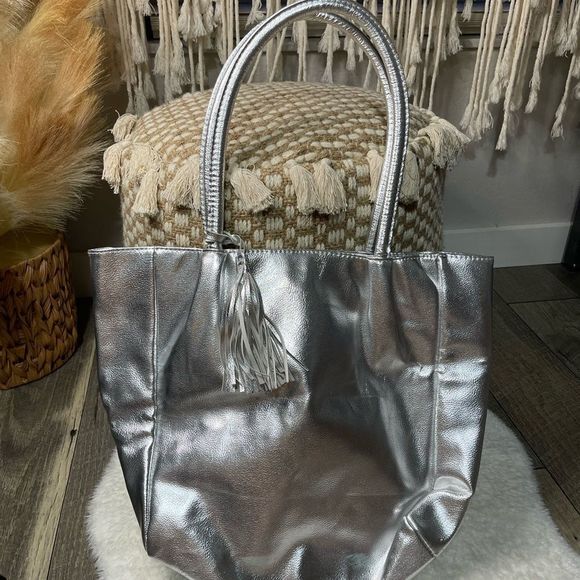 Ultra Chi | Bags | Ultrachisilver Tassel Tote Bag | Poshmark